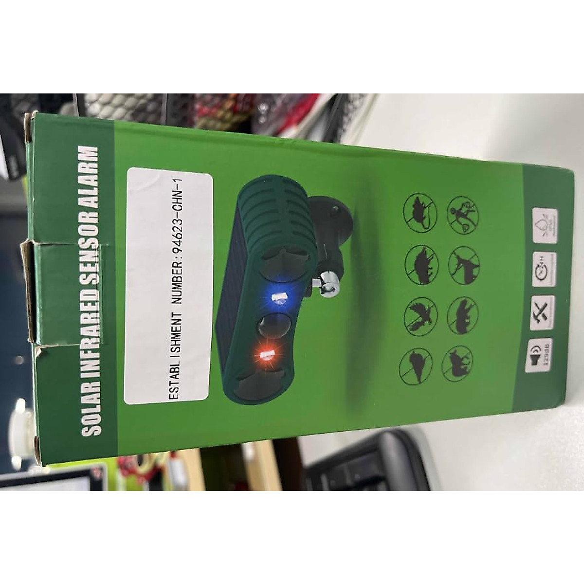 2 Pcs Solar Ultrasonic Animal Repellent, 2024 Nocturnal Animal Deterrent with Motion Detection Siren Red Blue LED Predator Light for Cat Coyote Deer Dog Bird Squirrel Skunk for Yard Lawn Chicken Coop