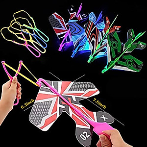BEIGUO 8 Pack LED Light Airplane Slingshot Flying Airplane for Kids Boys Girls Christmas Stocking Stuffers