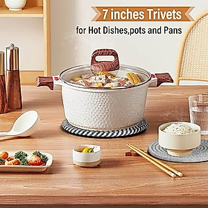 Tidponra Trivet Mats Set for Hot Dishes, 5 Heat Resistant Pot Holders Kitchen Counter, Table, Home Essentials, Anti Stain Hot Pads Plate Mats for Hot pots and Pans, 7 Inches