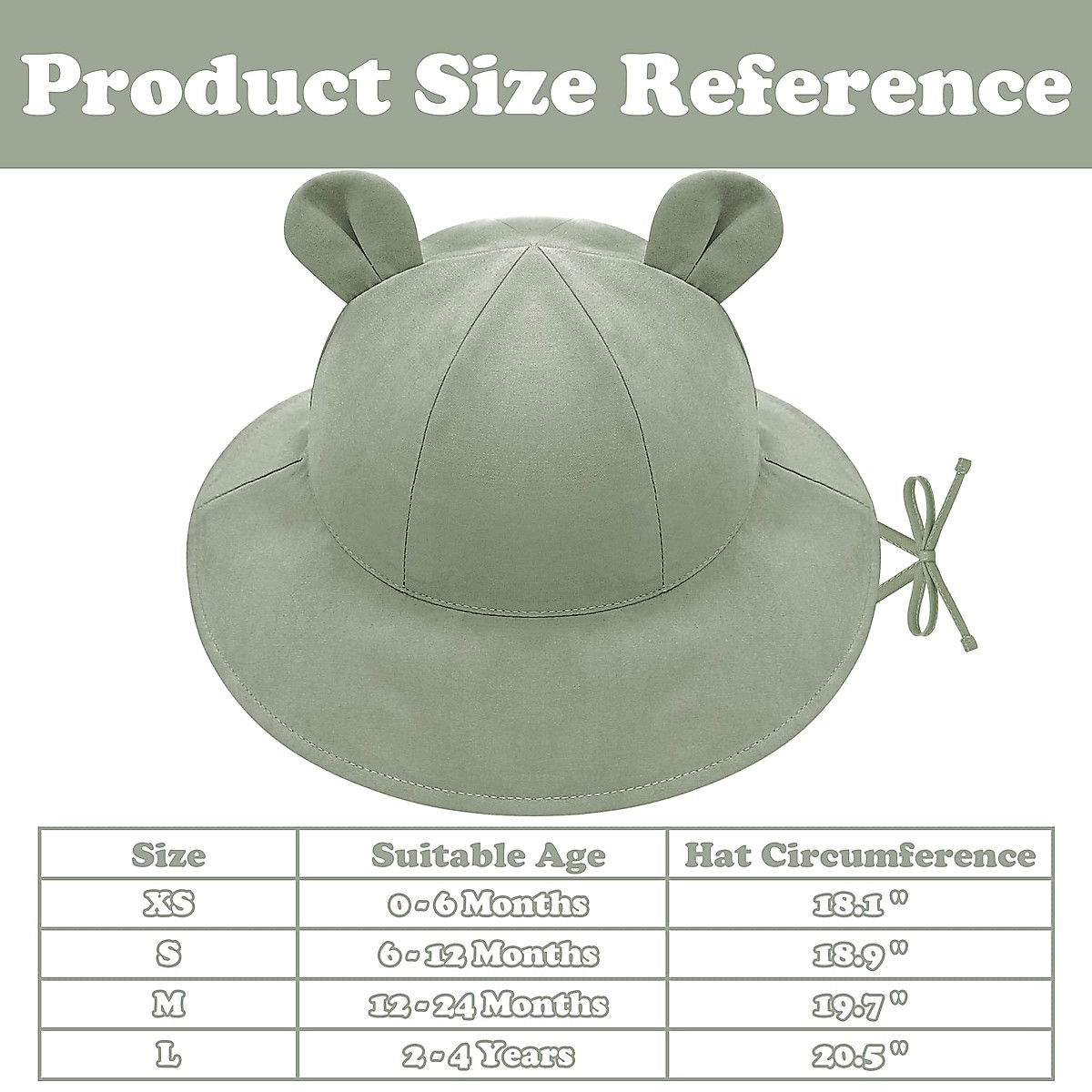 Baby Hats 0-6 Months Baby Boy Sun Hat Bear Ears Infant Sun Hat Beach Infant Hats for Girls Cute Infant Bucket Hat Green