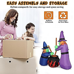 6 FT Long Halloween Inflatables Outdoor Decorations,Blow Up Two Witches with Pots Halloween Yard,Built-in LED Lights Décor for Holiday Party (6 FT,Two Witches with Pots)