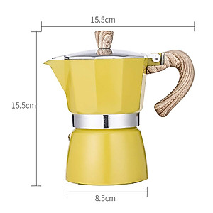 NARCE Stovetop Espresso Maker Moka Pot 3 Cup - 5oz| Yellow - Cuban Coffee Maker| Stove top coffee maker| Moka Italian espresso |greca coffee maker| Aluminum