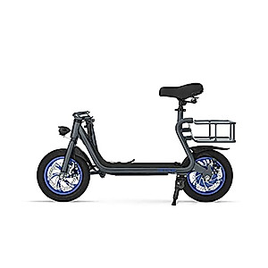 Jetson Ryder Electric Scooter, 15.5 MPH, 12 miles Max Range, Twist Throttle, 250-Watt Motor, Adjustable Seat, Foldable Handlebar, Rear Basket, Ages 12+, Gray, JRYDER-GRY