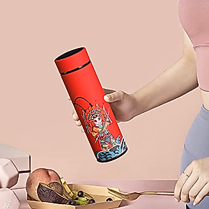 16.9oz Chinese Style Vacuum Flask Stainless Steel Tea Thermos Intelligent Temperature Display Water Bottle for Work School Travel D