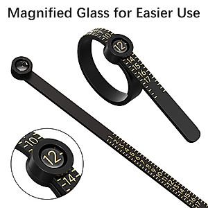 Ring Sizer Measuring Tool Reusable Finger Size Gauge Jewelry Sizing Tool 1-17 USA Rings Size (Black)