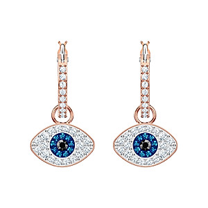 SWAROVSKI Unisex Symbolic Evil Eye Hoop Pierced Earrings, Rose-Gold Tone 5425857