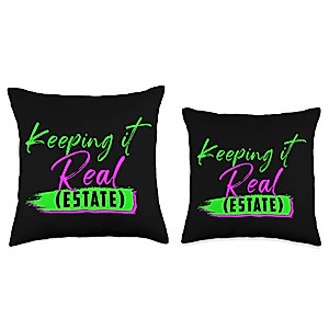 Apartment Object Seller Mortgage Rent Broker Gift Keeping It Real Estate Agent Realtor House Property Business Throw Pillow, 18x18, Multicolor