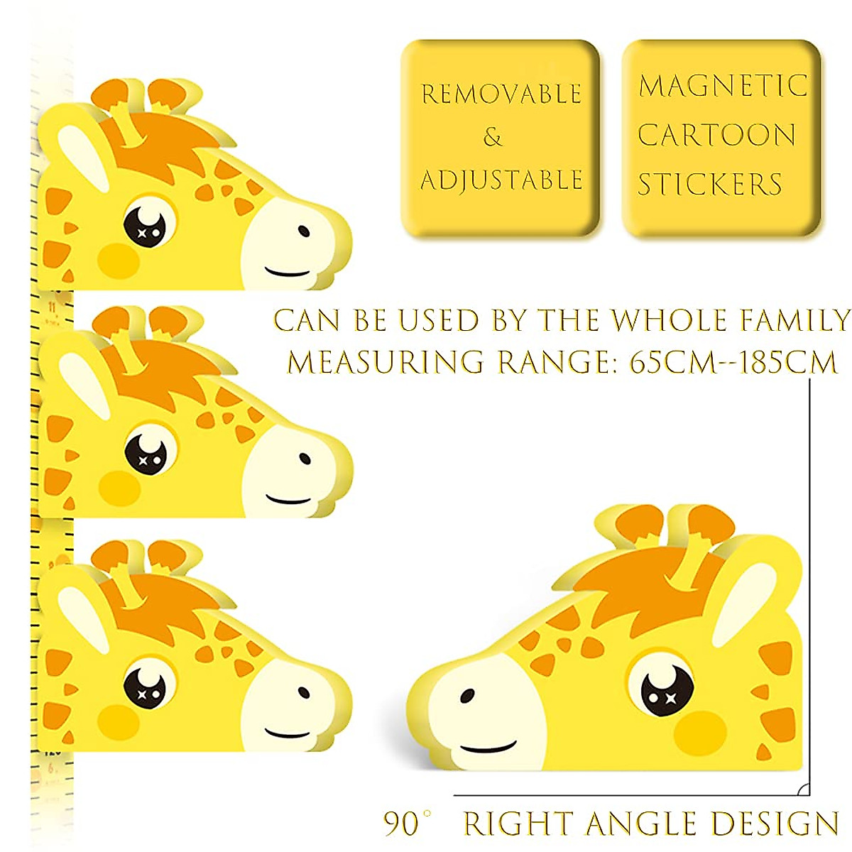Giraffe Height Chart for Kids Removable Adjustable Kids Measuring Chart for Wall with Average Height Line Cartoon Magnetic Growth Chart for Kids for Nursery Playroom Height Wall Chart Wall Decor