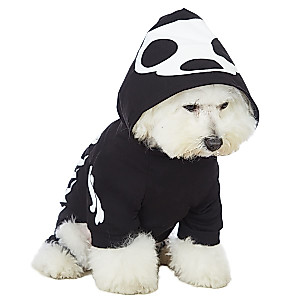 Impoosy Dog Halloween Hoodies Pet Skull Pajama Sotf Puppy Skeleton Clothes Cat Halloween Cotton Clothing (L)