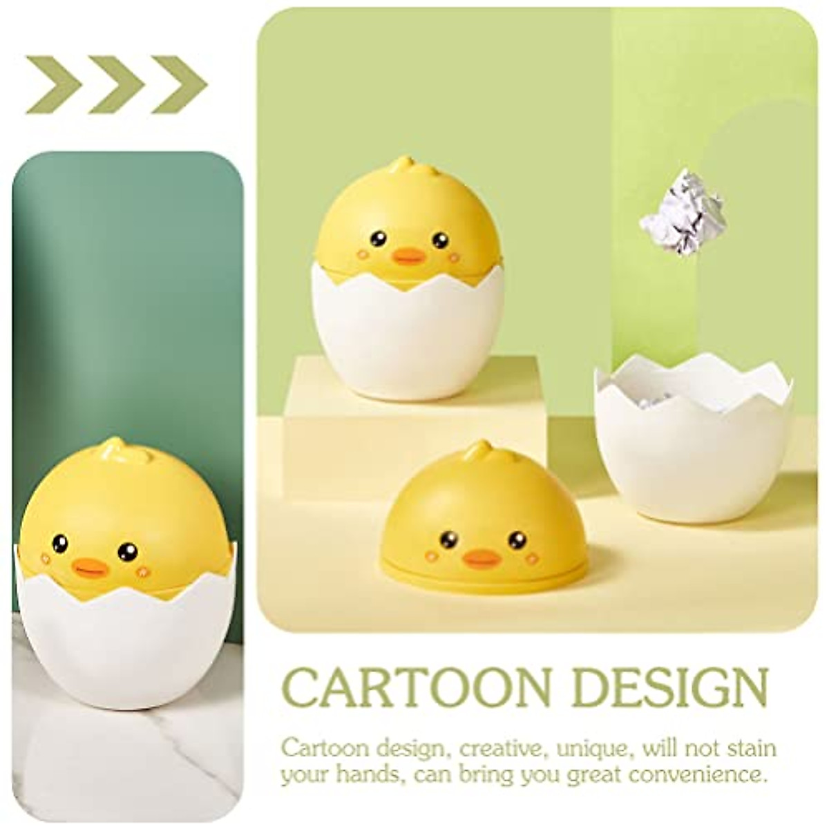 Operitacx Trash can Table Trash Can Mini Wastebasket Cartoon Chicken Egg Compost Bin Easy- Clean Countertop Plastic Garbage Can for Bathroom Vanity Countertop Grey Miniature Trash can Kawaii Desk