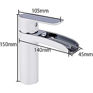 HOONWEAR Kitchen Taps Kitchen Tap Basin Faucet Faucet White Chrome Waterfall Faucets Bathroom Sink Faucet Water Tap Mixer Sink Bath Faucets Brass Basin Mixer, CF001