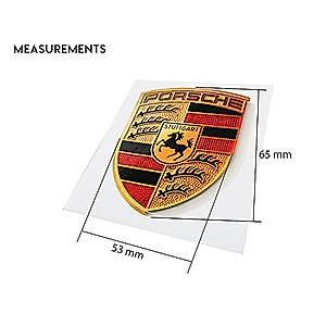 Porsche Crest Sticker Logo (65mm X 53mm) - GT3 RS 4.0/GT2 Style Porsche Emblem Logo Sticker Including Wipe (1)