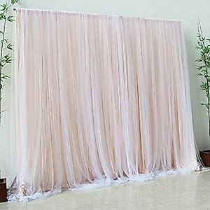 Champagne Tulle Chiffon Backdrop for Bridal Shower Wedding Ceremony Backdrops Curtains Newborn Baby Shower Backdrop Photo Booth Background Photography