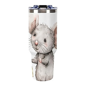 LLUTSNTH 40 Oz Vacuum Tumbler with Violet Handle Leakproof Insulated Tumbler Holding Dandelion Stainless Steel Travel Mug with Lid And Straw Coffee Cup Cute Water Bottles Cup Holder Friendly