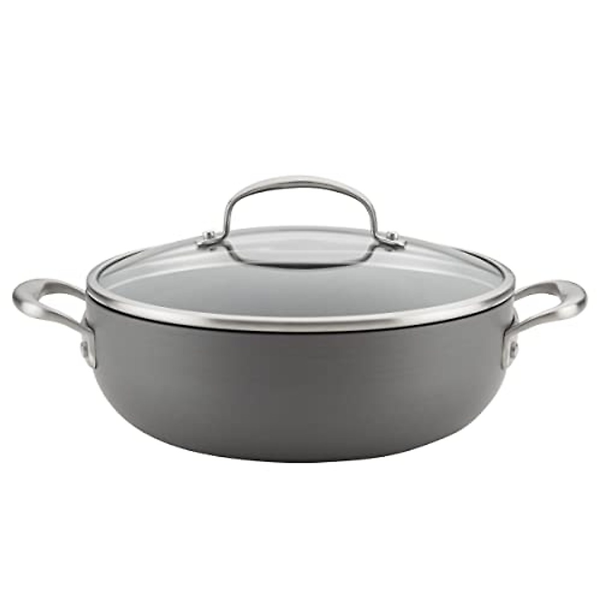 Anolon Allure Hard Anodized Nonstick Cookware Pots and Pans Set, 12 Piece, Dark Gray