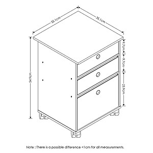 FURINNO Econ Organizer with Bins and Mobility Casters, Black