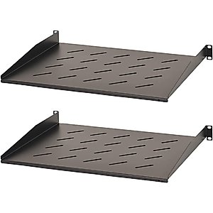 Aeons 1U Universal Server Rack Shelf Vented Rackmount Cantilever Shelf 14" Deep, for 19” IT Network Rack Cabinet Enclosure - Fixed Server Rack Cabinet Shelf 2-Pack Equipment