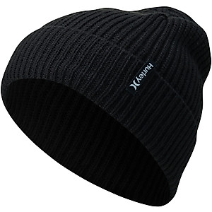 Hurley Men's Cuffed Beanie - Loose Knit Winter Hat, Size One Size, Black