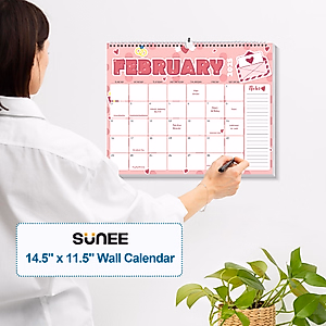 SUNEE Calendar 2024-2025- 18 Months Wall Calendar Oct. 2024 - Mar. 2026, 14.5"x11.5" Big Grid Hanging Calendar with Note for Organizing & Planning, Cute