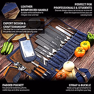 Chef Knife Roll Bag | 16oz ULTRA Wax Canvas & Top Grain Leather | 22 Slots & 4 Zipper Pouch | Double Stitch | Water-Resistant | Cleaver Pouch | Knife Organizer for Chefs and Culinary Students