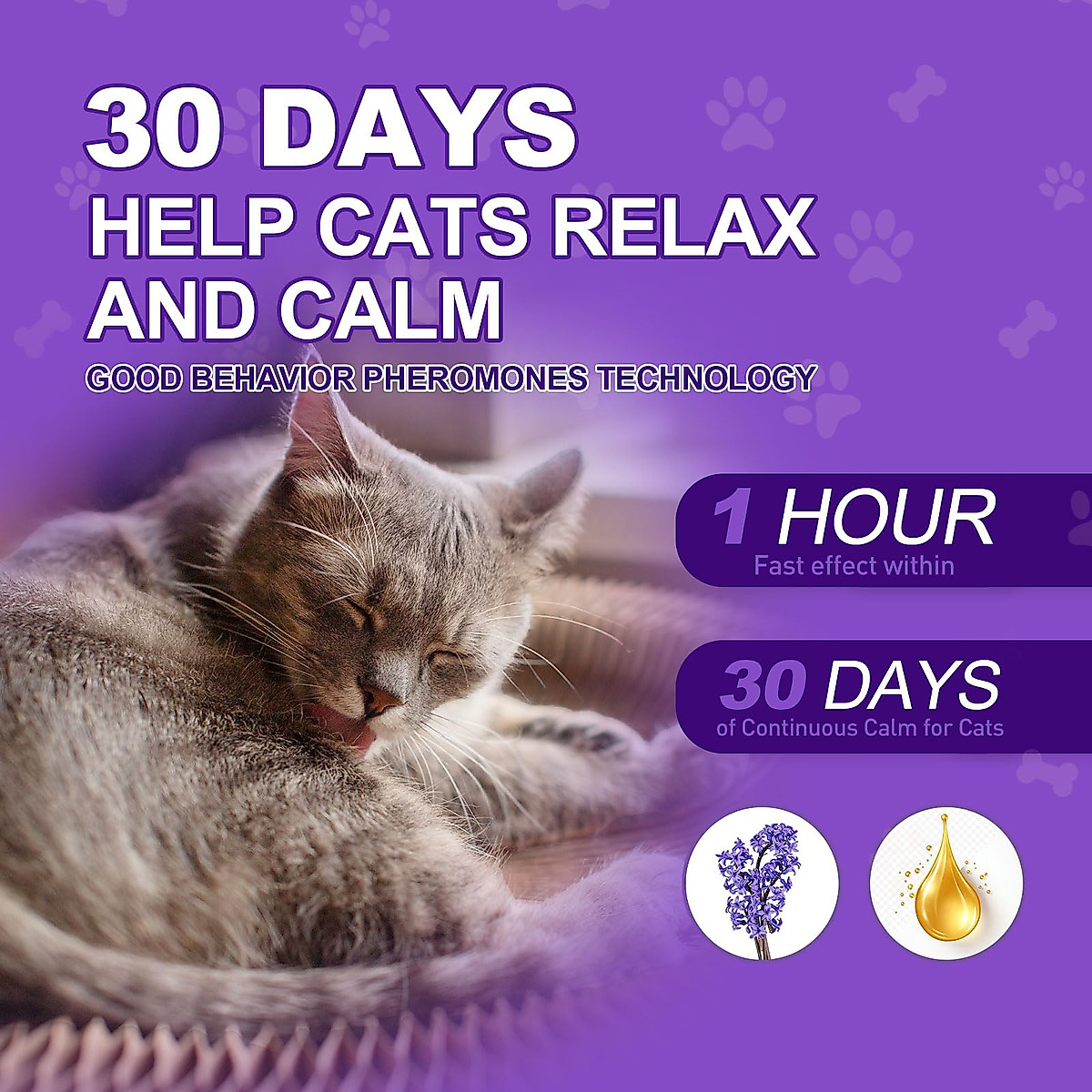 TachengMc Calming Collar for Cats, 4 Pack Cat Calming Collar, Effective Relief Ancxiety Stress Cat Pheromone Collar, Water-Resistant & Adjustable Cat Calming Collar Fits Cats, Purple