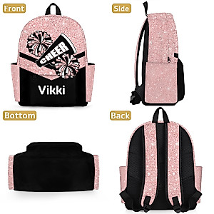 OMFUNS Pink Glitter Cheer Customized Kids Backpack for Girls Cheerleaders Personalized Preschool Toddler Backpack Kindergarten Nursery Bookbag Travel Children School Bag