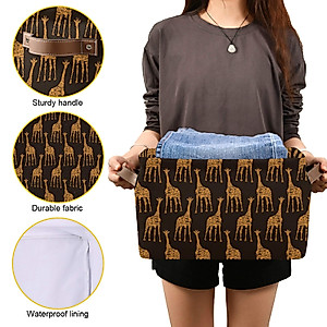 senya Large Foldable Storage Basket with Handles, Giraffes Pattern Fabric Collapsible Storage Bins Organizer Bag for Baby Storage Toy Storage 15 x 11 x 9.5 inch