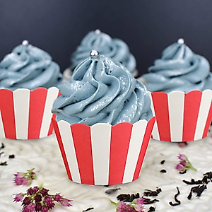 TRUSBER Cupcake Liners for Baking, 100PCs Nonstick Red and White Baking Cups Pastry Muffin Wrapper Paper Cases Baking Cups for Popcorn Cupcake, Great for Party Decoration, No Baking Tray Needed