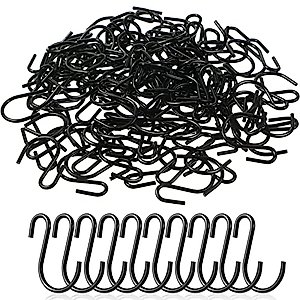 120 Pieces Small S Hooks Hanging Plants Hooks Mini S Shaped Iron Wire Hook Hanger Ornament Storage Hooks for DIY Craft Hanging Pot Jewelry Key Chain Tags (Black,1 Inch)