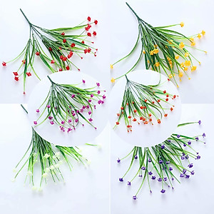 UCSAJI 6PCS Artificial Flowers Gypsophila Flowers Outdoor UV Resistant Plants for DIY Wreath Floral Arrangement Wedding Party Home Garden Decoration(Without Basin)