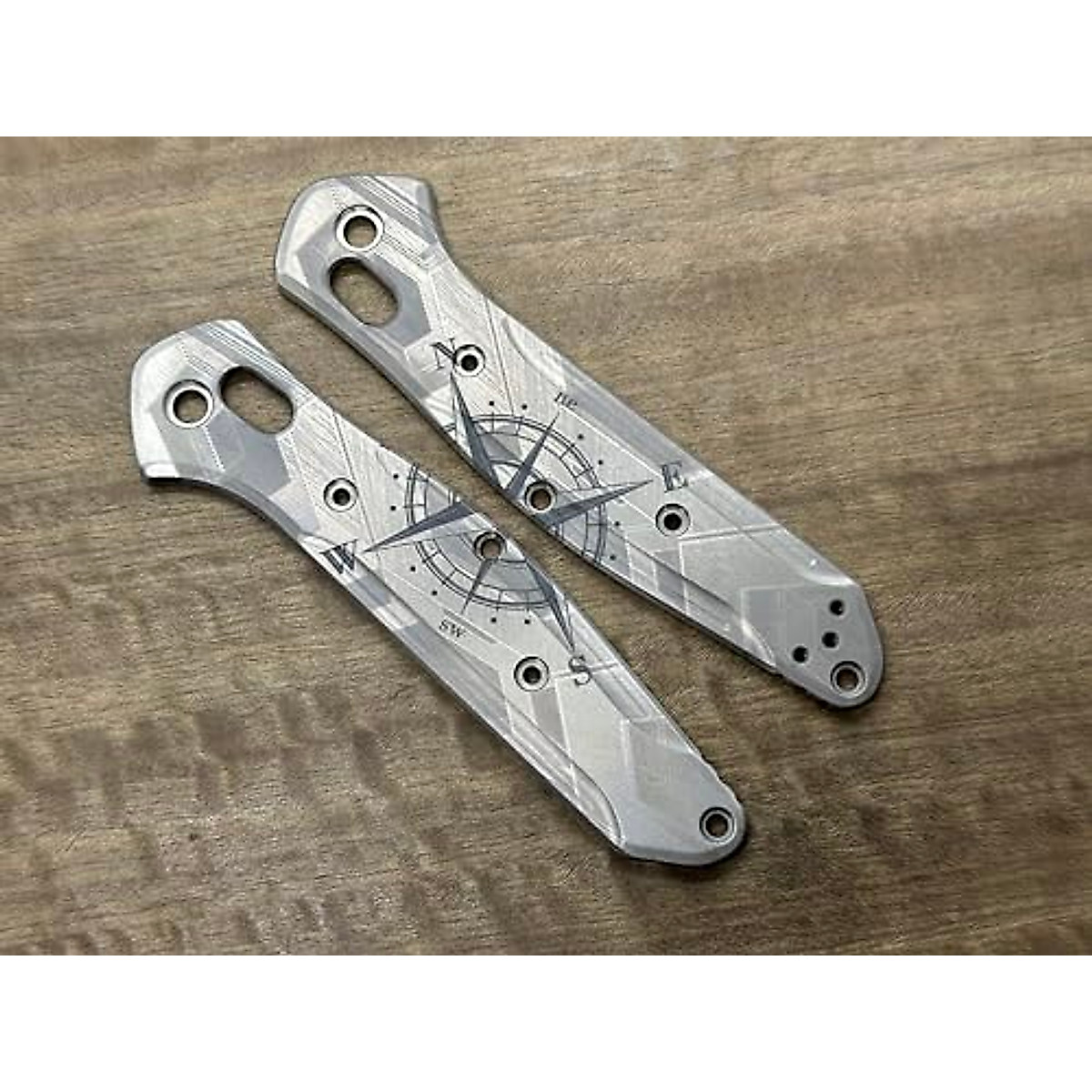 COMPASS engraved Titanium Scales for Benchmade 940 Osborne