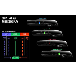 JOWOOM Grabtune Acoustic Guitar Capo-Tuner | 2 In 1 Equipment | Precise and Accurate Tuning System | Full Color LED Edge Lighting Display | USB Rechargeable Battery | Chrome Plating (Black)