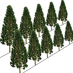 MARRTEUM Garden Landscape Model Dark Green Pine Tree 5 Inch(130 MM) Model Scene Accessory for Making Architecture Sand Table and Station Platform Model, 10 PCS