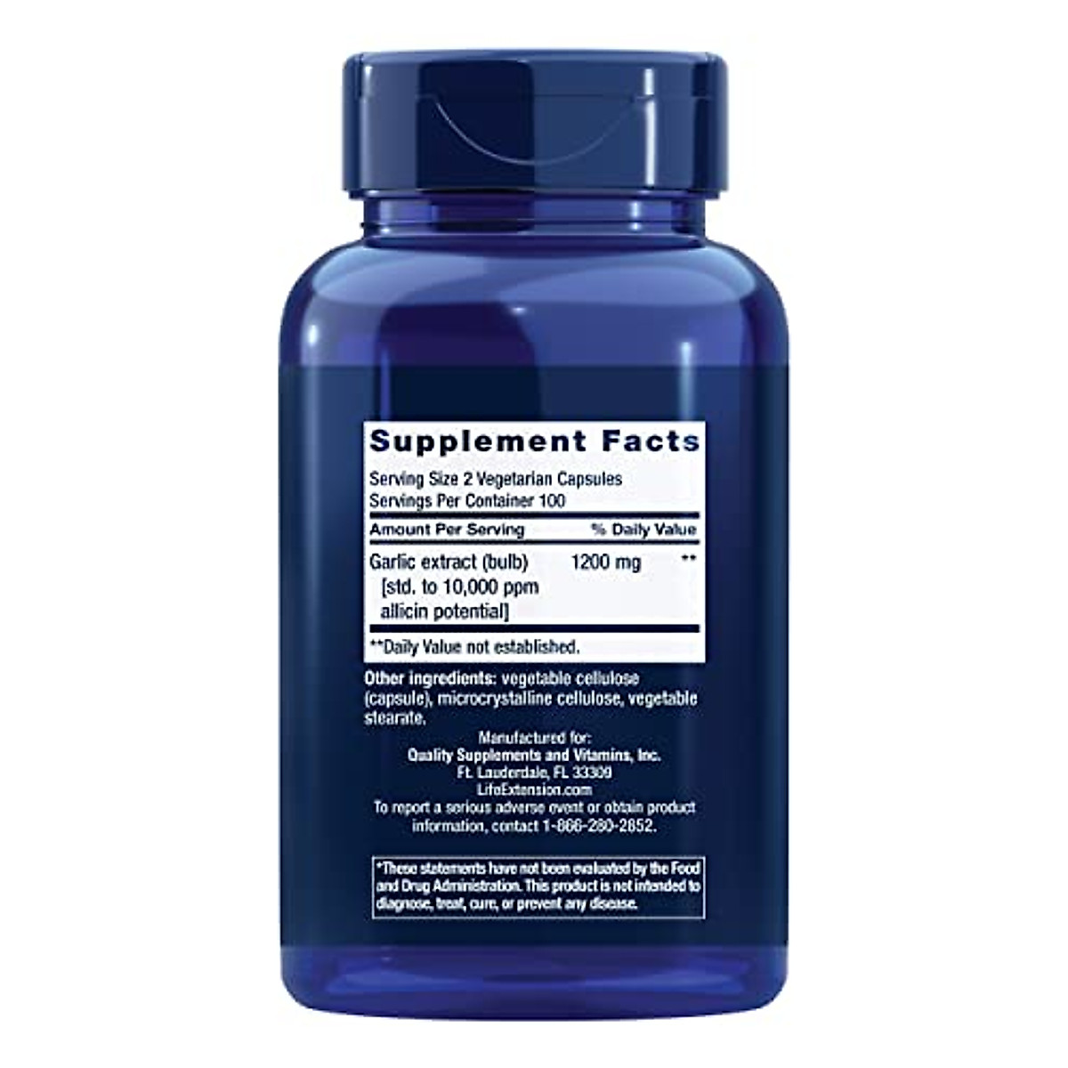 Life Extension Optimized Garlic 1200 mg – Garlic Extract Supplement for Heart Health & Immune System Support – Gluten-Free, Non-GMO, Vegetarian – 200 Capsules