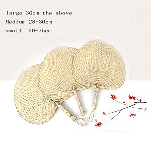 Handmade Folding Fan Vintage Hand-Woven Fan innovative Handmade Cattail Leaf Braided Round Fan, Chinese Style Natural Handheld Palm-leaf Fan Cool Fan Exquisite Handicraft Perfect For Summer, Home Deco