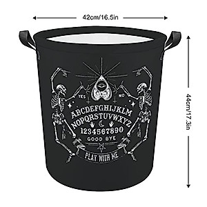 Black Gothic Skeleton Magic Witch Ouija Board Large Laundry Basket Hamper Bag Washing with Handles for College Dorm Portable