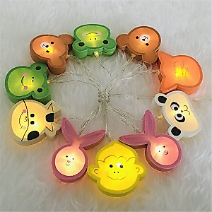 LEKIBOP 10LED Cartoon Animal Wooden LED Light String Battery Powered Indoor Outdoor Lighting Lamp for Wedding Home Birthday Garden Yard Patio Party Decorations