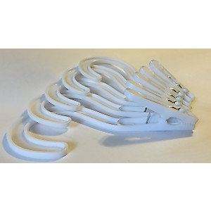 Melvado Laundry Hanger Hooks | Strong Plastic Solid Metal Spring | Lightweight, Convenient Clothing Pins To hang and Dry Wet Clothes | For Home Use or Travel | Economy 12 Pack | White