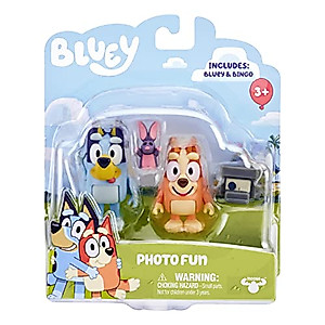 Bluey and Bingo Photographer 2 Figure Playset Pack Articulated 2.5 Inch Action Figures Includes Toy Bob Bilby Puppet and Camera Official Collectable Toy