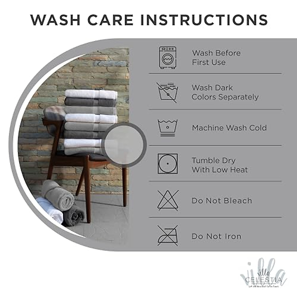 Villa Celestia 100% Cotton Wash Cloth for face & Body Set of 12, (12 x 12 inches) Sustainable, Soft, Highly Absorbent, Combed Cotton Wash Cloths Pack of 12 for Hotels, Spa, Bathroom, Dorm, White