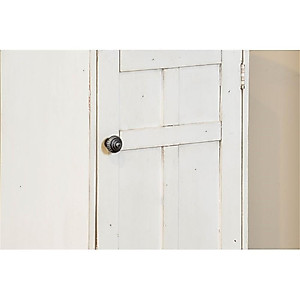 Pemberly Row 16" Farmhouse Wood Trash Box in White/Dark Brown