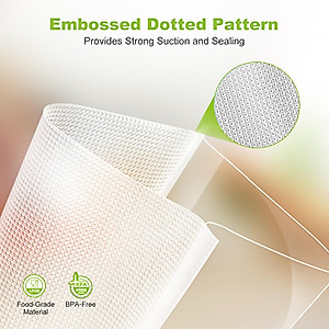 Bonsenkitchen 11” x 150’ Food Vacuum Seal Roll Keeper with Cutter, Vacuum Sealer Bags Rolls for Food Storage, Commercial Grade, BPA Free, Great for Meal Prep and Sous Vide Cooking