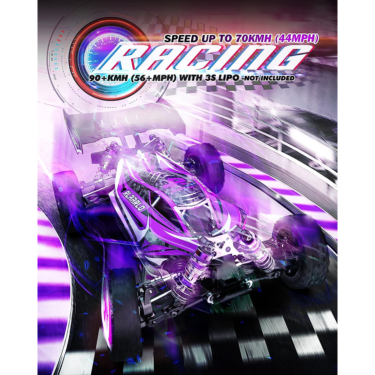 CROBOLL 1:14 Brushless Fast RC Cars for Adults with Independent ESC,Top Speed 90+KPH 4X4 Hobby Off-Road RC Truck,Oil Filled Shocks Remote Control Monster Truck for Boys(Purple)