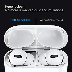 Spigen Shine Shield Designed for Airpods Pro 2nd Generation (2022) and Airpods Pro (2019) Anti Dust Sticker [2 Sets] - Metallic Silver