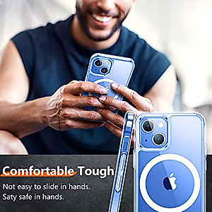 Red2Fire Magnetic for iPhone 15 Plus Case for iPhone 14 Plus Case Clear, [Compatible with Magsafe][2X Glass Screen Protector+Camera Lens Protector][Not Yellowing] Slim Phone Case 6.7 inch - Clear