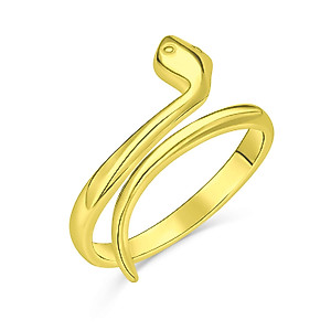 Bling Jewelry Minimalist Delicate Midi Knuckle Thin 1MM Band Stackable Bypass Wrap Snake Serpent Ring For Teen 14K Gold Plated .925 Sterling Silver