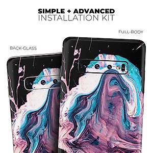 DesignSkinz Liquid Abstract Paint V62 Protective Vinyl Decal Wrap Skin Cover Compatible with The Samsung Galaxy S20 (Screen Trim & Back Glass Skin)