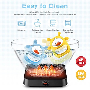 Baby Teething Toys, Duck Baby Teether Toy for Babies 3+ Months, Baby Chew Toys for Sucking Needs, Never Drop Silicone Baby Mitten Teether for Soothing Teething Pain Relief Green