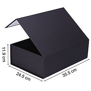 URbantin Large Black Gift Box with Lid (35.5x24.5x11.9CM), Magnetic Closure Gift Box, Bridesmaid Proposal Box, Sturdy Shirt Box, Suitable for Gift Wrapping