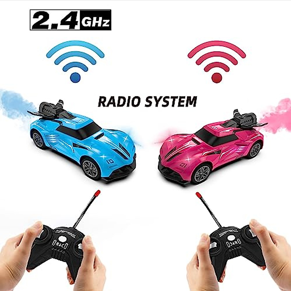 OLMURI Kids Remote Control Car, 1:24 RC Car Toys with Spray, 2.4Ghz LED Light Pink RC Drift Racing Car, Toys Car Gifts for Kis 6-12 and Girls